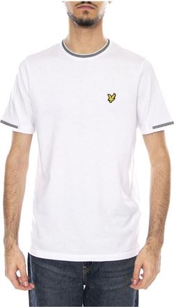 Lyle & Scott Homme, Tops, Blanc, Taille: L Birdseye Half Tipped T-Shirt