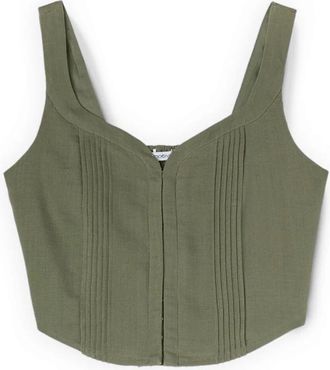 Motivi Femme, Tops, Vert, Taille: 42 FR Top bustier en m&eacute;lange lin et lyocell