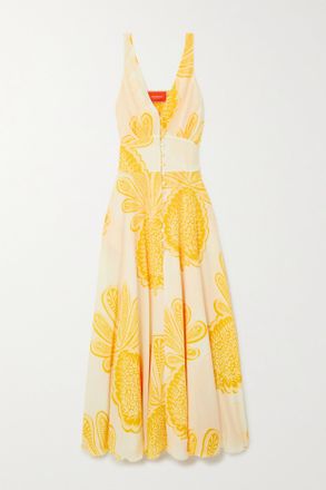 La DoubleJ Maxikleid Aus Bedrucktem Cr&ecirc;pe De Chine Aus Seide - Gelb