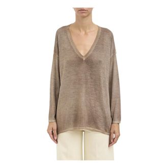 Avant Toi Maglia Scollo a V Over - - Knitwear - Damen - Braun - XS