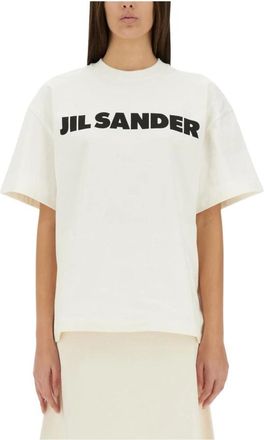 Jil Sander Femme, Tops, Blanc, Taille: 40 FR T-Shirt Oversize &agrave; Logo