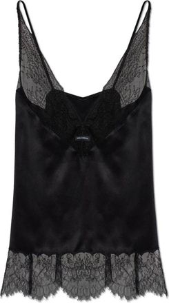 Dolce & Gabbana Femme, Tops, Noir, Taille: 40 FR Top en satin de soie