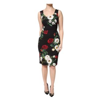 Dolce & Gabbana Schwarzes Blumen Sheath Kleid - - Dresses - Damen - Mehrfarbig - S
