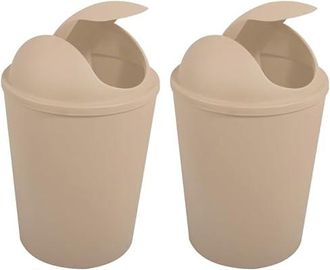 MSV M&uuml;lleimer AKO 5,5l mit beigem Klappdeckel, 5,5 L (Packung mit 2)