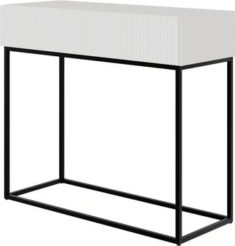 Selsey Veldio - Konsolentisch mit Schublade, wei&szlig; mit schwarzem Metallgestell, 90 cm - Selsey