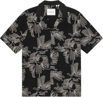 Les Deux Homme, Chemises, Noir, Taille: M Liam Aoe Flower Ss Shirt
