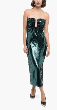 Roland Mouret Sequined Bandeau Midi Dress with Back Split size 44