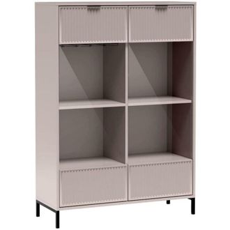 Furnix Vitrinenschrank linki LS8 Highboard mit Glast&uuml;ren und Metallf&uuml;&szlig;e Kaschmir - Furnix