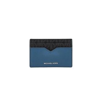 Michael Kors Homme, Accessoires, Bleu, Taille: ONE Size Hudson Pebbled Leather Money Clip Card Case