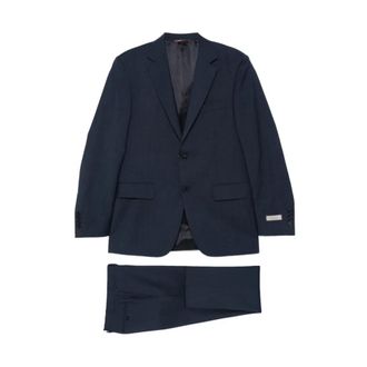 Canali Wollanzug mit Mikro-Design - - Suits - Herren - Blau - 2XL