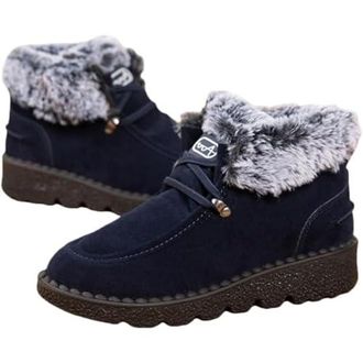 Generic Bottines dhiver pour femme - Rembourr&eacute;es en coton - Chaudes - Doublure en fourrure - Chaussures de marche, bleu, 40.5 EU