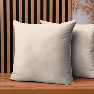 MG Design 2er Set Kissenbez&uuml;ge 55 x 55 cm in Hellbeige - mit Rei&szlig;verschluss, samtig-weich mit dezentem Schimmer, pflegeleicht & langlebig