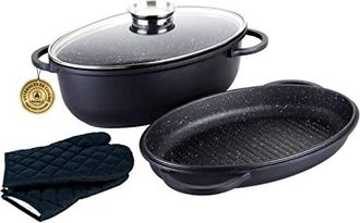 Laguiole Laguiole - Set mit 3 St&uuml;ck, schwarz, 38 cm, Antihaftbeschichtung, Blau, Diamond-Induktion