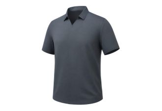 AlltheMen Poloshirt Herren Waffelstruktur Poloshirt mit V-Ausschnitt Reverskragen Kurzarm