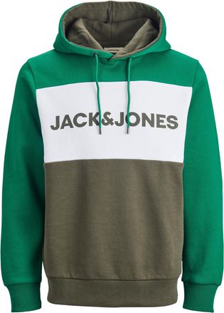 Jack & Jones Herren JJELOGO Blocking Sweat Hood, Gr&uuml;n (Verdant Green/Reg), 3XL