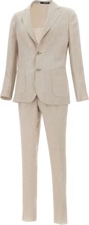 Barba Homme, Costumes, Beige, Taille: M Costume en Lin Crois&eacute;