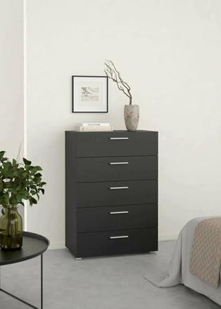 Dmora Kommode Yolande, Mehrzweckkommode, Schlafzimmerkommode, Schrank mit Schubladen, 70x40 h102 cm, Schwarz