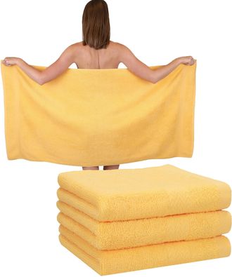 Betz 4 St&uuml;ck Strandt&uuml;cher Duscht&uuml;cher Set Gr&ouml;&szlig;e 70x140 cm Duschhandtuch Badetuch Strandtuch Handtuch Premium 100% Baumwolle Farbe honiggelb