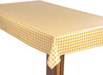 Laro Wachstuch-Tischdecke Wachstischdecke Gartentischdecke Kariert Karo Weiß Gelb, Muster:Kariert Karo Weiß Gelb, Größe:100x120