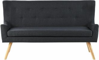 Beliani Sofa Schwarz Polsterbezug 2-Sitzer Küchensofa mit Holzgestell Modern Wohnzimmer Salon Möbel Wohnecke Sitzecke Küche