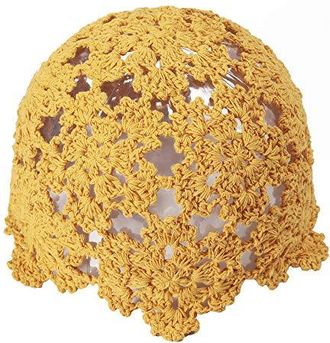 ZLYC Bonnet crocheté en coton pour femme avec motif tête de mort et découpe florale faite à la main, jaune, Taille unique