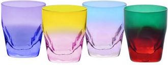 Krosno Whisky-, Drink- und Cocktailgl&auml;ser 260 ml - 4er-Set, 4 einzigartigen Farben - Kollektion Aurora - Bleifreikristall - Handbemaltes Glas