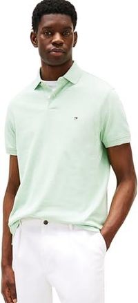 Tommy Hilfiger Polo Manches Courtes Homme Regular Fit avec Patte de Boutonnage, Turquoise (Mint Gel Heather), XS