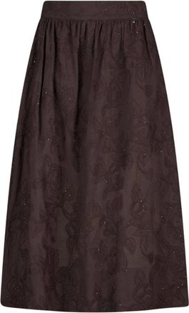 Liu Jo Femme, Jupes, Brun, Taille: 38 FR Strass Fiori Midi Skirt