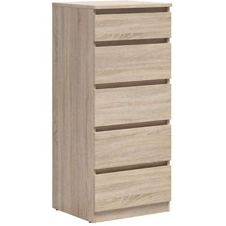 PEGANE Commode Chiffonnier &agrave; 5 tiroirs meuble de rangement, coloris ch&ecirc;ne Sonoma - Longueur 50 x Profondeur 45 x Hauteur 115 cm
