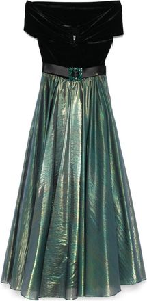 Nissa Lam&eacute;-Maxikleid aus Chiffon - Schwarz