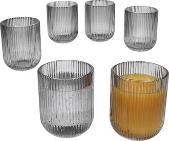 MamboCat Agata 6er Set Wassergl&auml;ser I 250 ml I mit feinem Linien-Relief I stilvolle & stabile Gl&auml;ser f&uuml;r Wasser, Saft, Milch, Cocktails & mehr I f&uuml;r Feiern, de