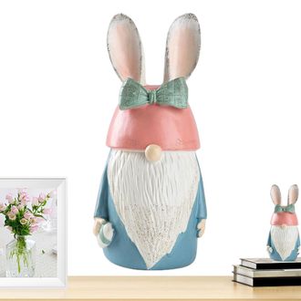 Generico Gartenzwerge, Kunstharz, Osterhase mit Ohren und Zwergenfiguren f&uuml;r den Au&szlig;enbereich, f&uuml;r Rasen, Garten, Hof, Fr&uuml;hling und Heimdekoration drinnen und