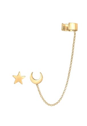 Elli Ohrringe Astro, Ear Chain, Earcuff, Halbmond, Sterne