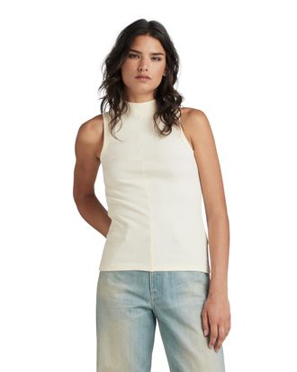 G-Star G-Star RAW Damen Open Back Mock Slim Top, Beige (Antique White D24502-D595-G286), XXL