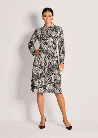Madeleine Midikleid Druck-Damenkleid mit Knopfleiste Mit floralem Muster, Hemdkragen und langen &Auml;rmeln