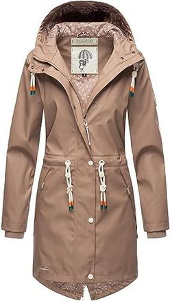 Navahoo Tropical Stormoo - Veste de Pluie - Veste de Transition - Parka Fonctionnelle - Manteau de Pluie - pour Femmes Taupe L