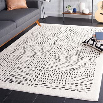 Safavieh Modern Teppich f&uuml;r Wohnzimmer, Esszimmer, Schlafzimmer - Melody Collection, Kurzer Flor, Elfenbein und Schwarz, 122 X 183 cm