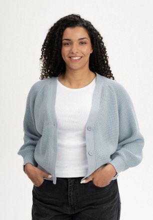 Mela Cardigan Rippstrick Cardigan Style BHUMA Gerippte B&uuml;ndchen und gerippter Saum