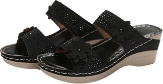 Generic Cocila Sandales Et Mules Pour Femmes De Plage &agrave; Talons Inclin&eacute;S Femmes, Pantoufles Creuses D&eacute;Contract&eacute;Es, Chaussures Fond Inclin&eacute;, R&eacute;Tro Sandales Femm
