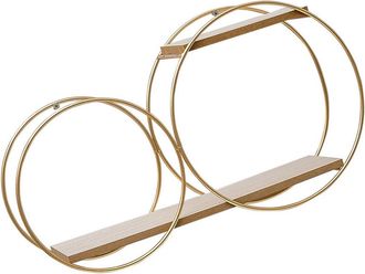 BESPORTBLE DOITOOL Schwebendes Wandregal Rund aus Robustem Eisen Multifunktionales Aufbewahrungsregal mit Montagematerial Modernes Metallregal In Gold für Küche 