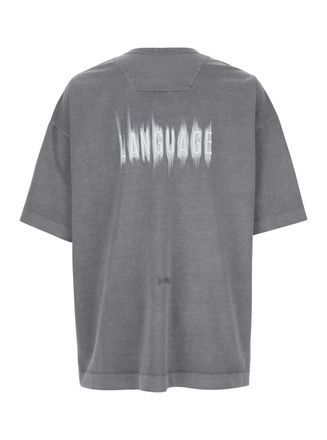 Juun.J Mens Grey T-Shirt With Embroidered Logo Cotton T-Shirts And Polos