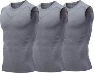 Generic Gilet Modelant Ionique Nouvelle Édition, Matière Soie Glacée Ultra Respirante Conçue pour Les Hommes Recherchant Le Corps Parfait 3PC