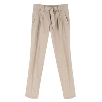 Prada Nude Cotton Straight Leg Trousers Size XS