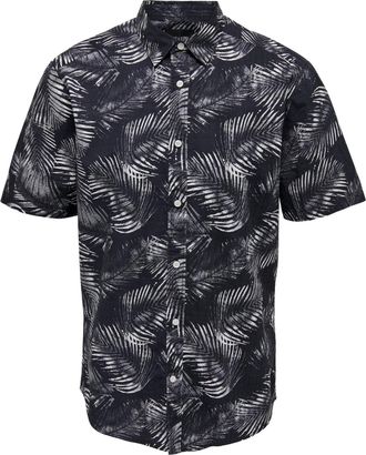 Only & Sons Herren Onsbes Reg Ctn Slub Leaf Ss Shirt, Dark Navy, L