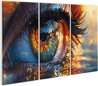 Islandburner Bild auf Leinwand Nahaufnahme Leuchtend buntes Auge beeindruckende Details reflektieren lebendige Muster Bilder Wandbilder Poster