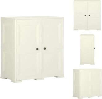 vidaXL Kunststoffschrank 79x43x85,5 cm Holzdesign Vanilleeis - Aufbewahrungsbox - Lagerschrank - Garderobe - Wohnzimmermöbel - Schlafzimmermöbel