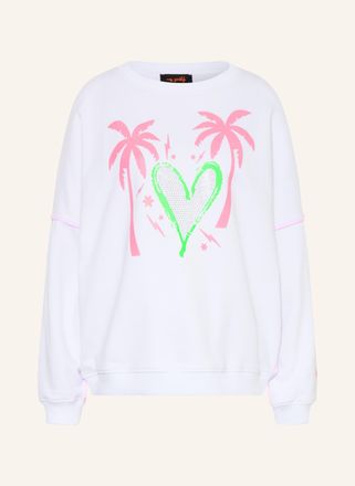 Miss Goodlife Miss Goodlife Oversized-Sweatshirt Mit Schmucksteinen weiss
