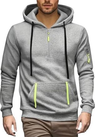 Generic Lightweigh Sweat &agrave; capuche uni pour homme 2026 Printemps 2026 Sweatshirts d&eacute;contract&eacute;s &agrave; fermeture &eacute;clair int&eacute;grale &agrave; manches longues Sweat de sport p