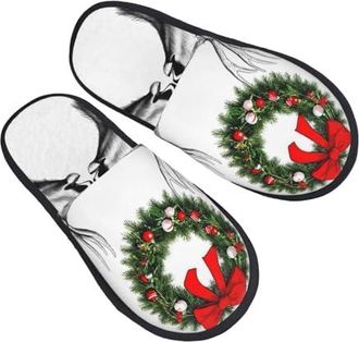 Generic Pantoufle Deux Motifs Amusants D&Eacute;lans De No&euml;l Chausson Respirantes Maison Slippers Pour Ext&eacute;rieur Femme Chambre M