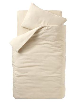 Vertbaudet Parure b&eacute;b&eacute; Housse de Couette + taie doreiller Unie en Gaze de Coton Bio* Vanille 100X120 40X60